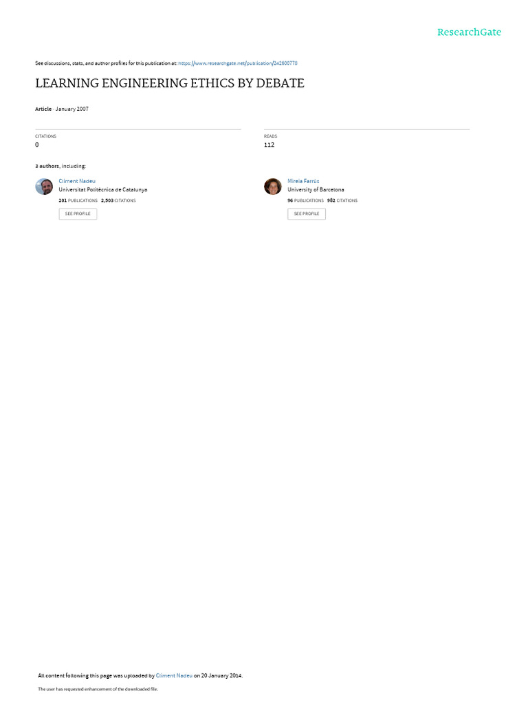 Learning Engineering Ethics By Debate Pdf Methodology Learning