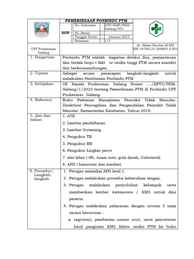 Sop Posbindu Ok | PDF