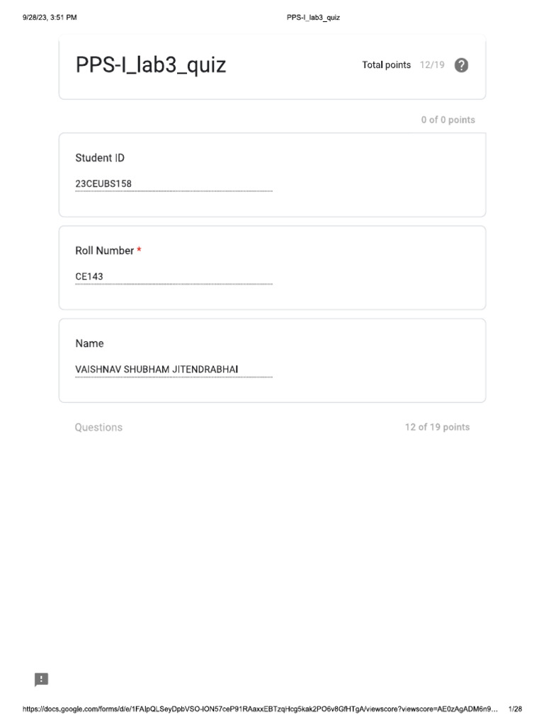 C Language Quiz 3 | PDF