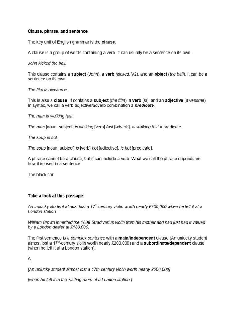 Clause Phrase Sentence Guide IELTS | PDF | Clause | Verb Clause Phrase Sentence Guide IELTS | PDF | Clause | Verb