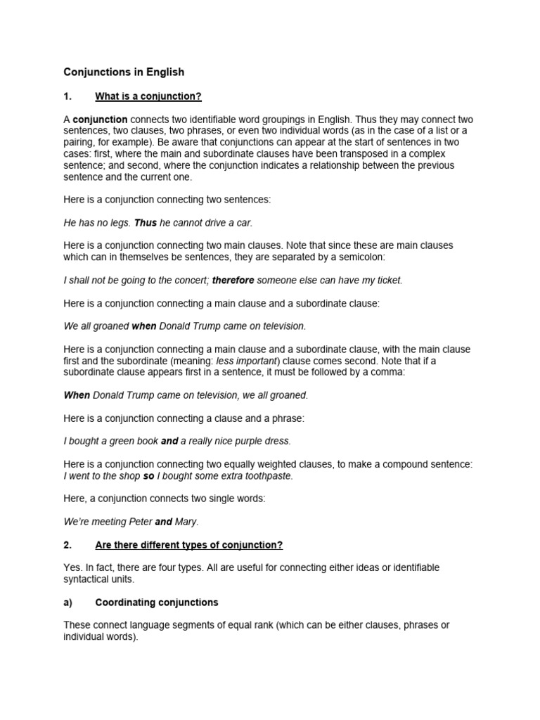 Conjunctions in English IELTS | PDF | Linguistic Typology | Syntax