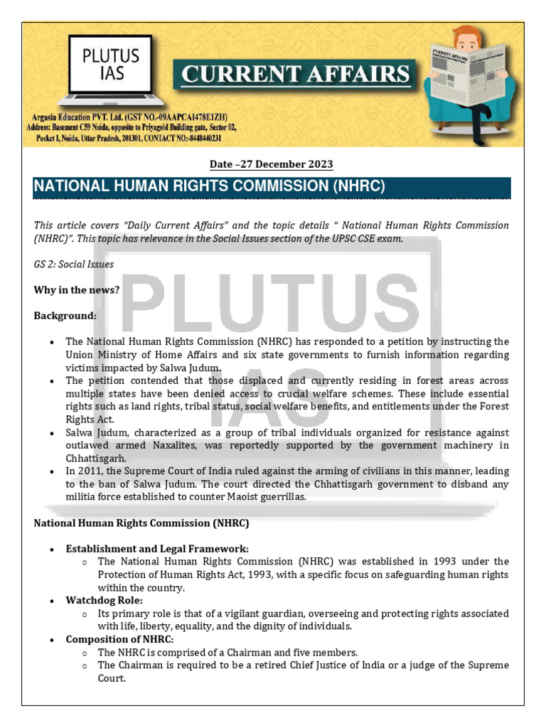 NHRC's Role in Social Issues | PDF | Yemen | World Politics