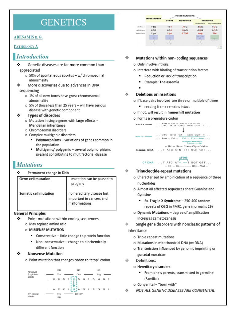 Overview of Genetic Disorders Types | PDF | Dominance (Genetics ...