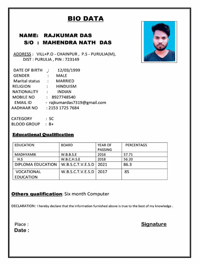 Bio Data..... | PDF