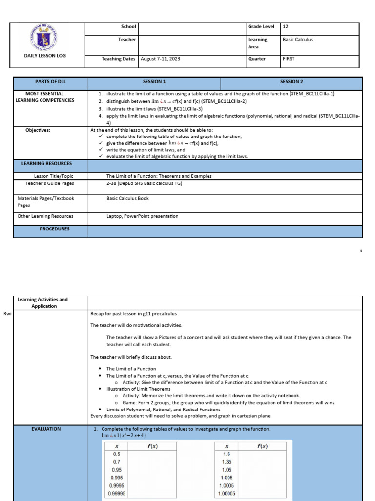 BASIC CALCULUS (Week 1) | PDF | Function (Mathematics) | Equations