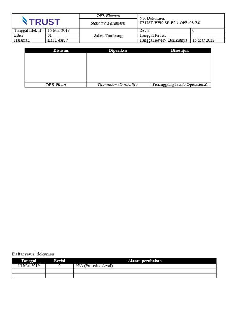 Sop MHR Jalan Tambang | PDF