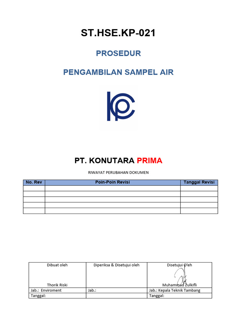ST - Kp.hse-021 - Pengambilan Sampel Air | PDF