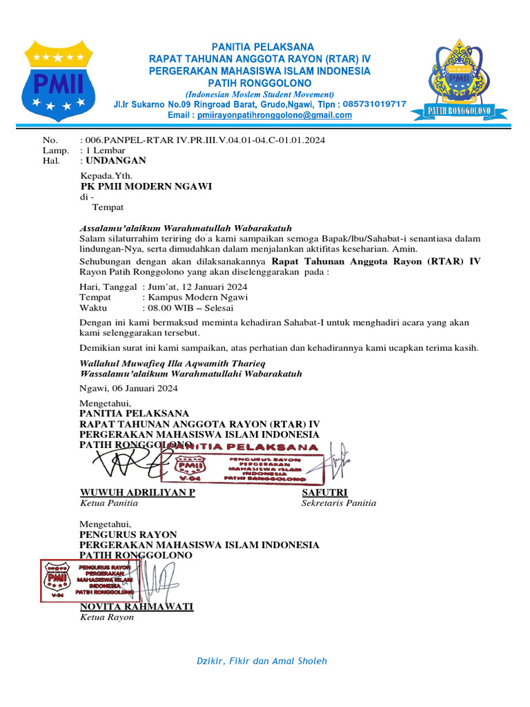 Undangan Rtar Komis | PDF