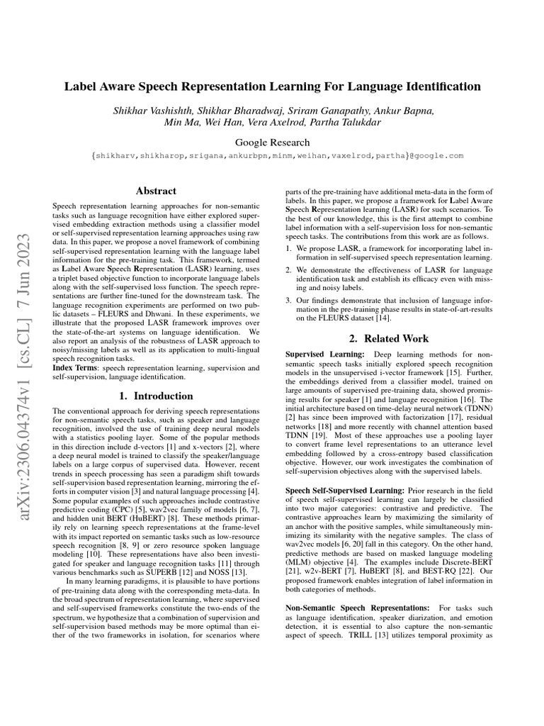 Label Aware Speech Representation Learning For Lan | PDF | Speech ... Label Aware Speech Representation Learning For Lan | PDF | Speech ...