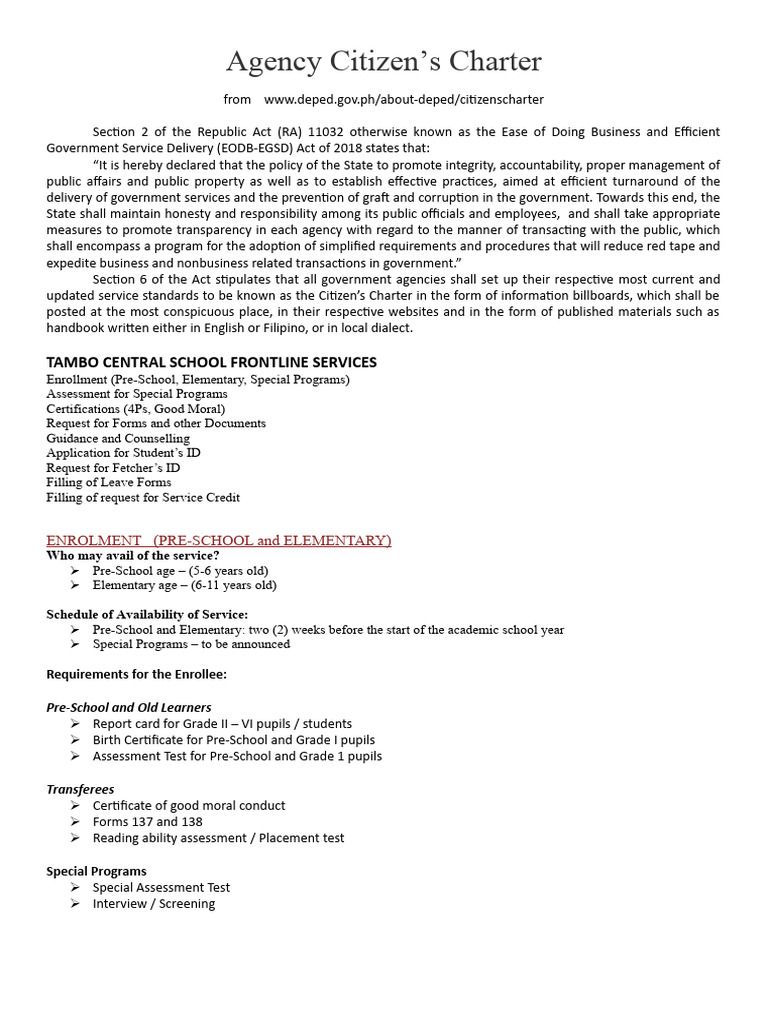 Citizen Charter | PDF