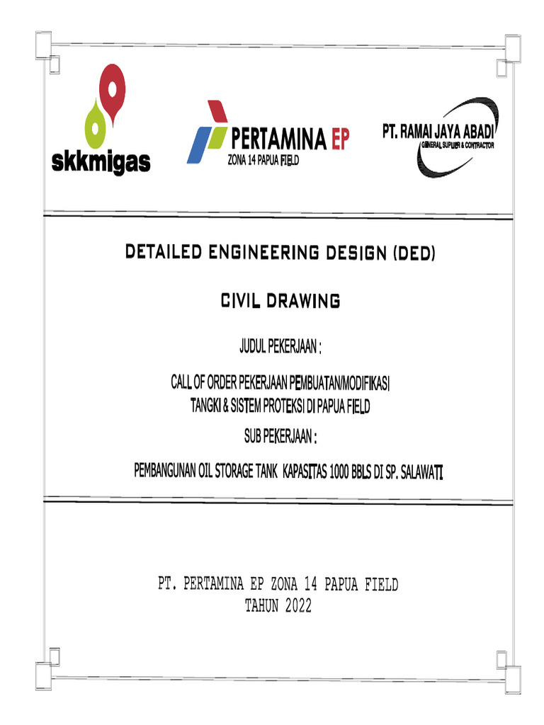 Drawing Civil Pekerjaan Oil Tank Kap. 1000 Bbls | PDF