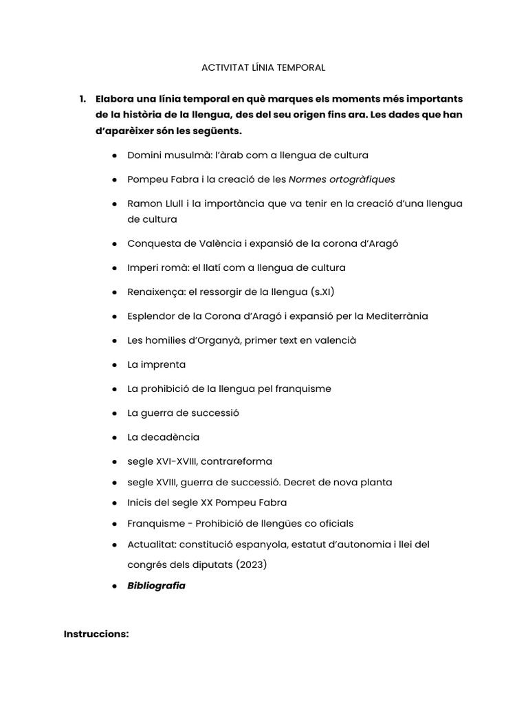 Activitat Línia Temporal | PDF