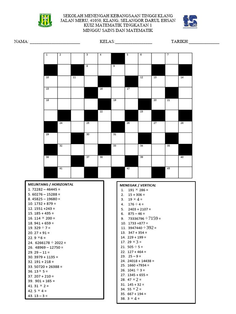 Kuiz Matematik Tingkatan 1 | PDF