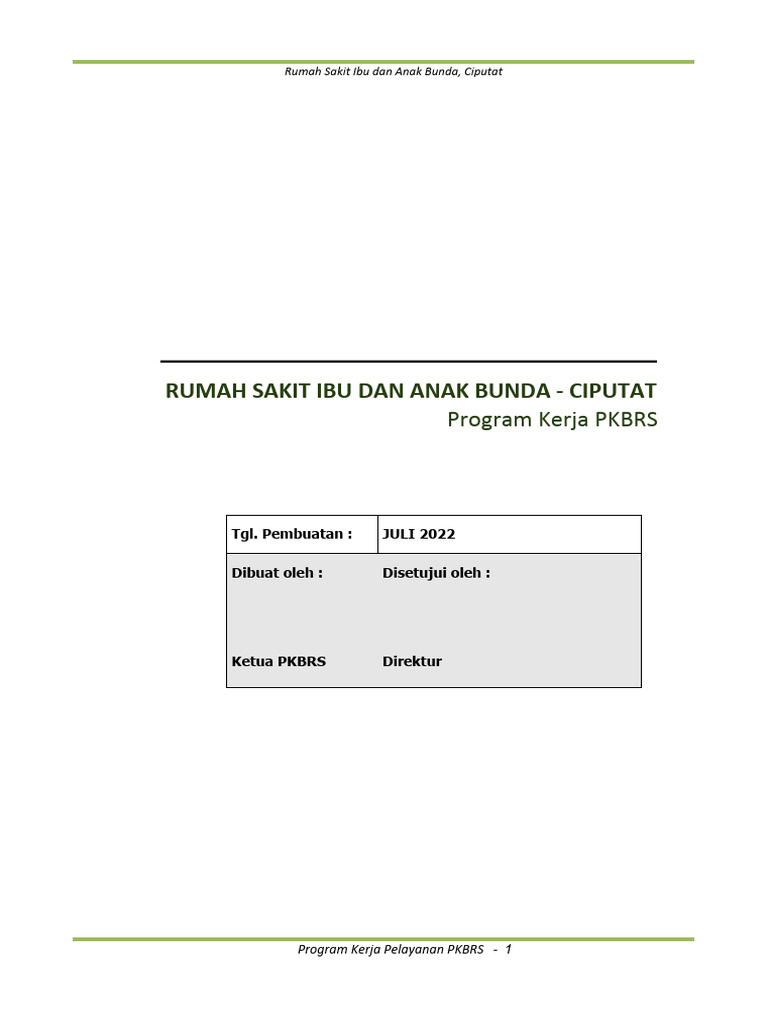 Program Kerja PKBRS | PDF
