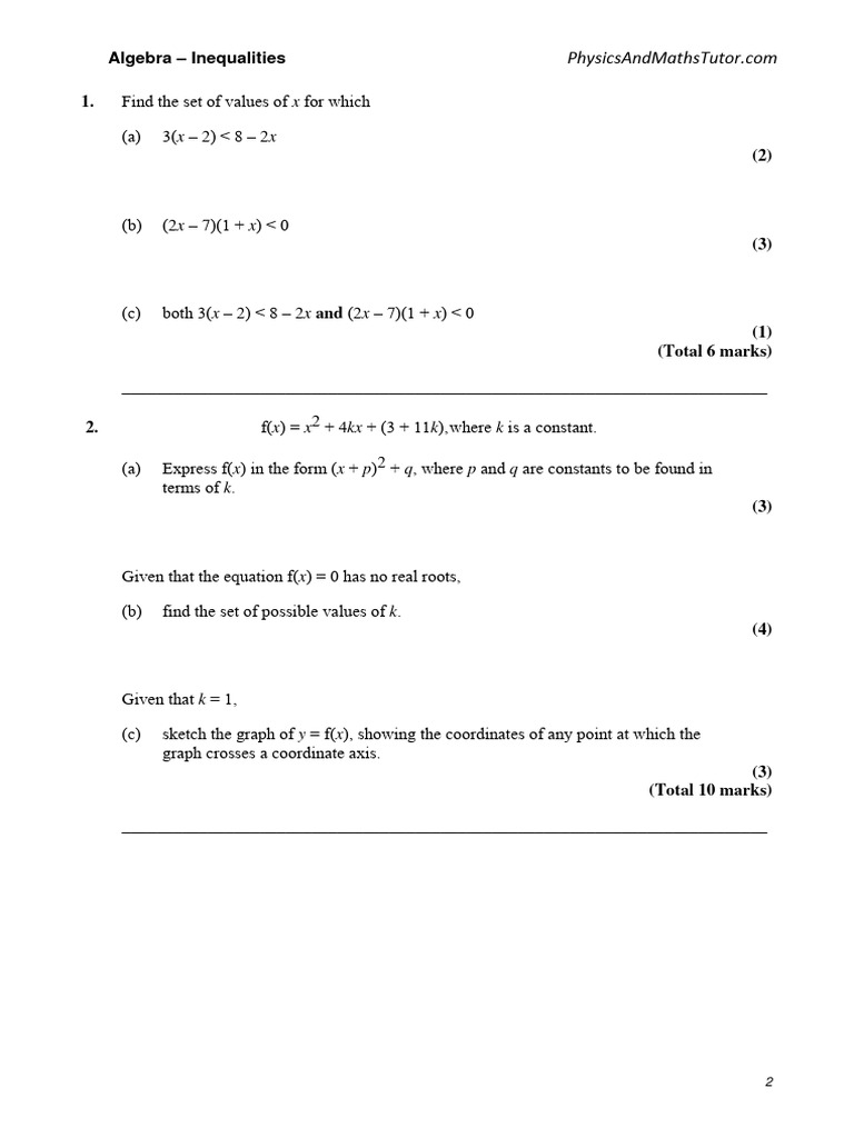 Inequal Qs | PDF | Mathematics | Algebra