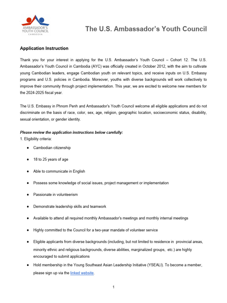 AYC Recruitment Application Yea Ravith | PDF | Cambodia | Tourism