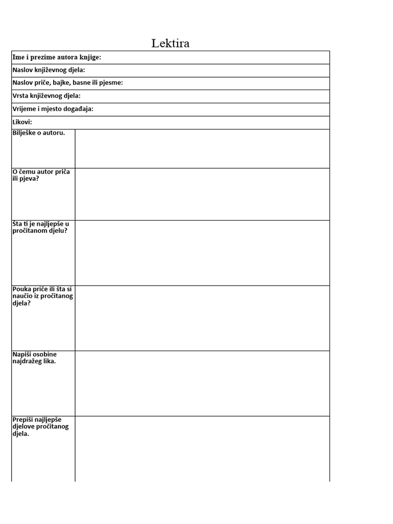 Lektira Formular | PDF
