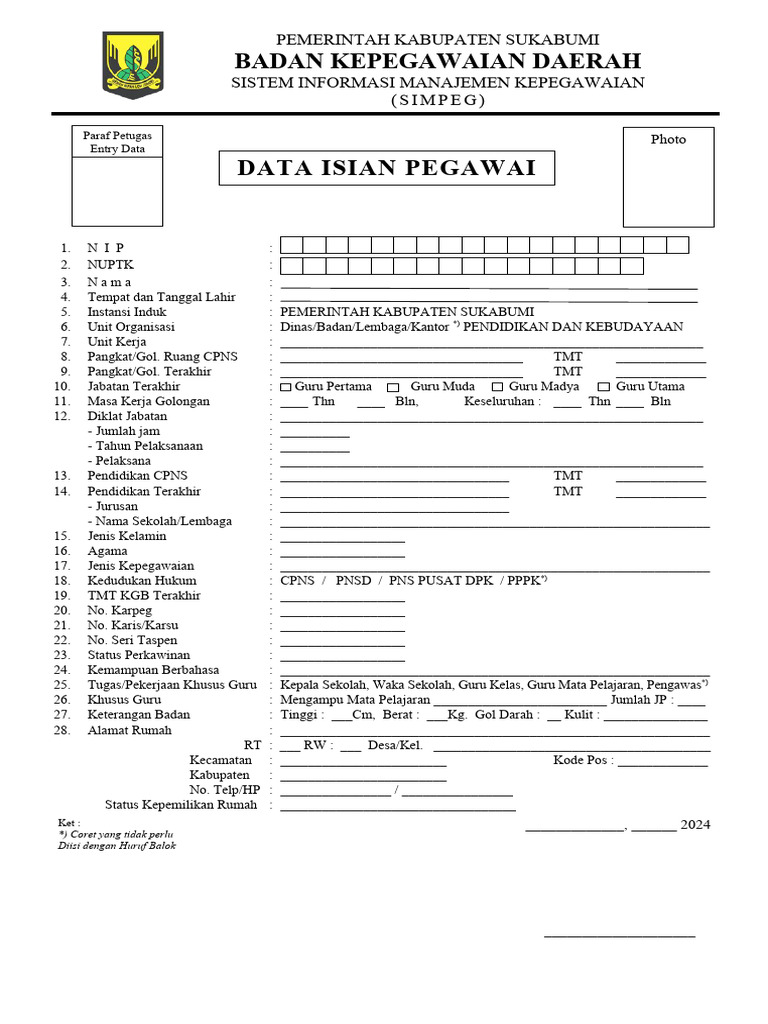 Data Isian Pegawai | PDF