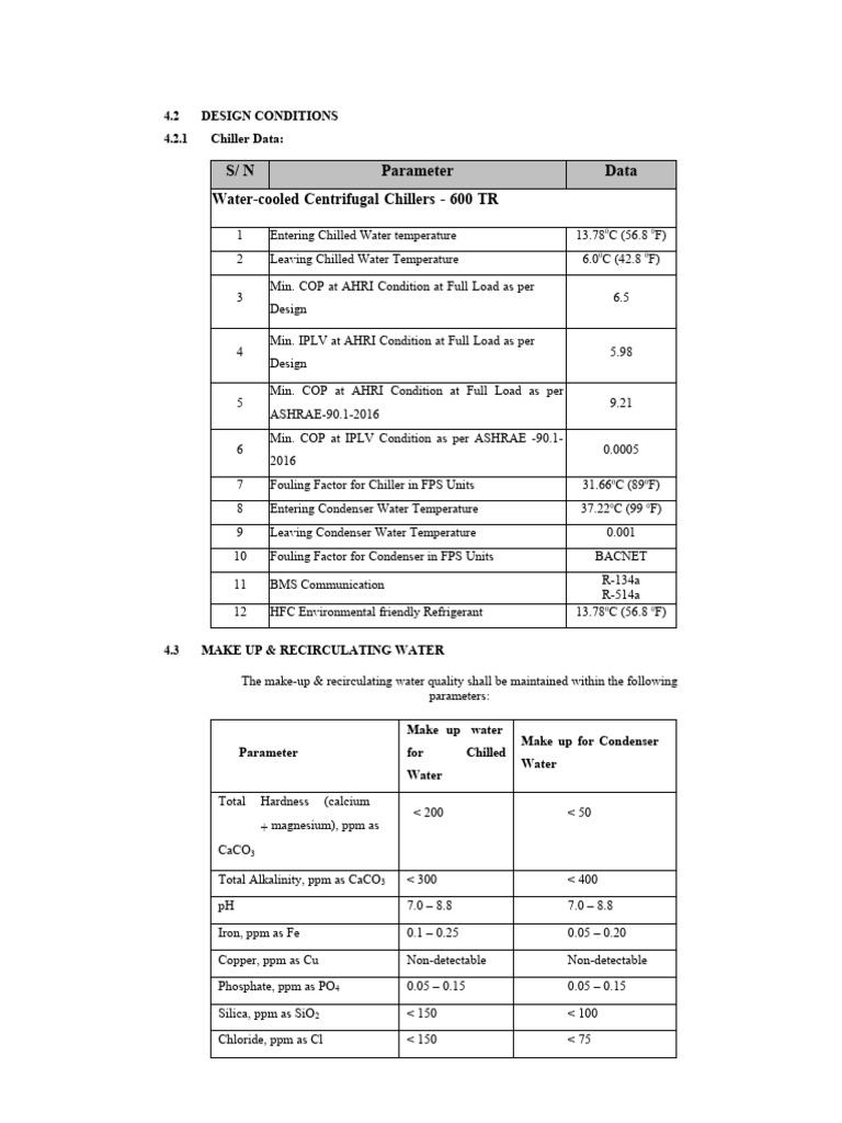 Technical Specification - Chiller | PDF | Machines | Manufactured Goods