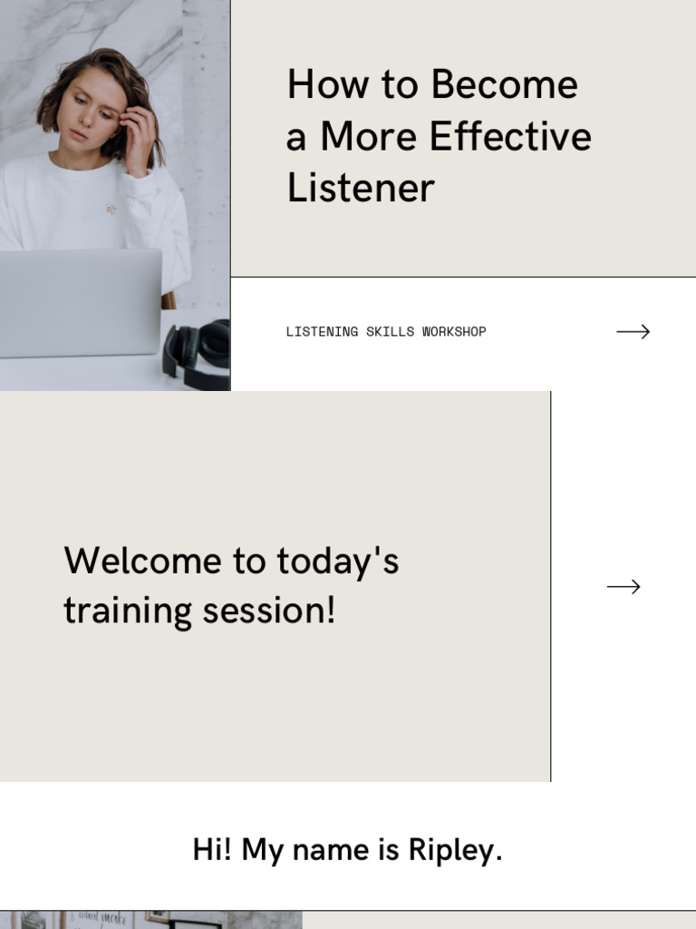 White and Beige Simple How To Be A Better Listener Training Talking Presentation | PDF ...