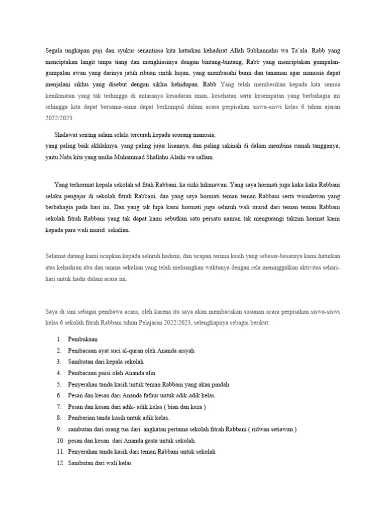 Teks MC Graduation | PDF