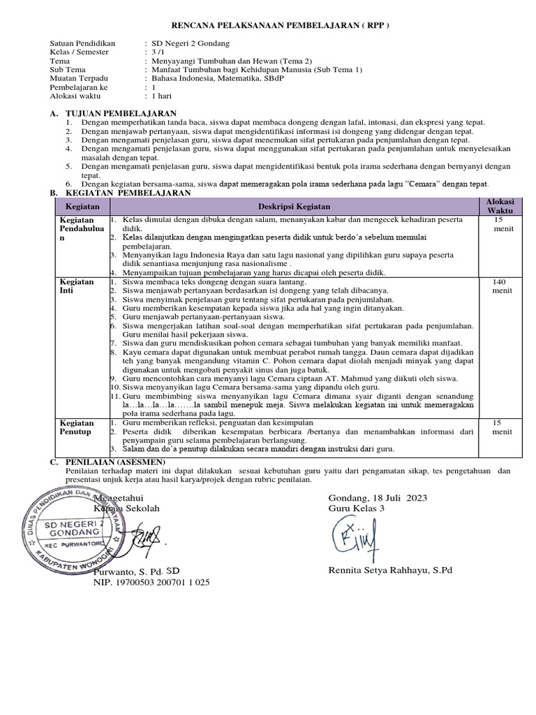 Tematik Kelas 3 Tema 2 Subtema 1 | PDF