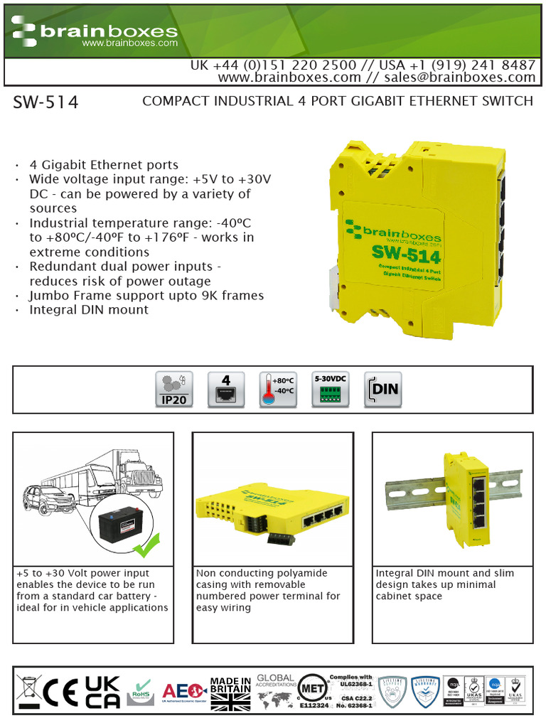 SW 514 Datasheet | PDF | Physical Layer Protocols | Electrical Engineering
