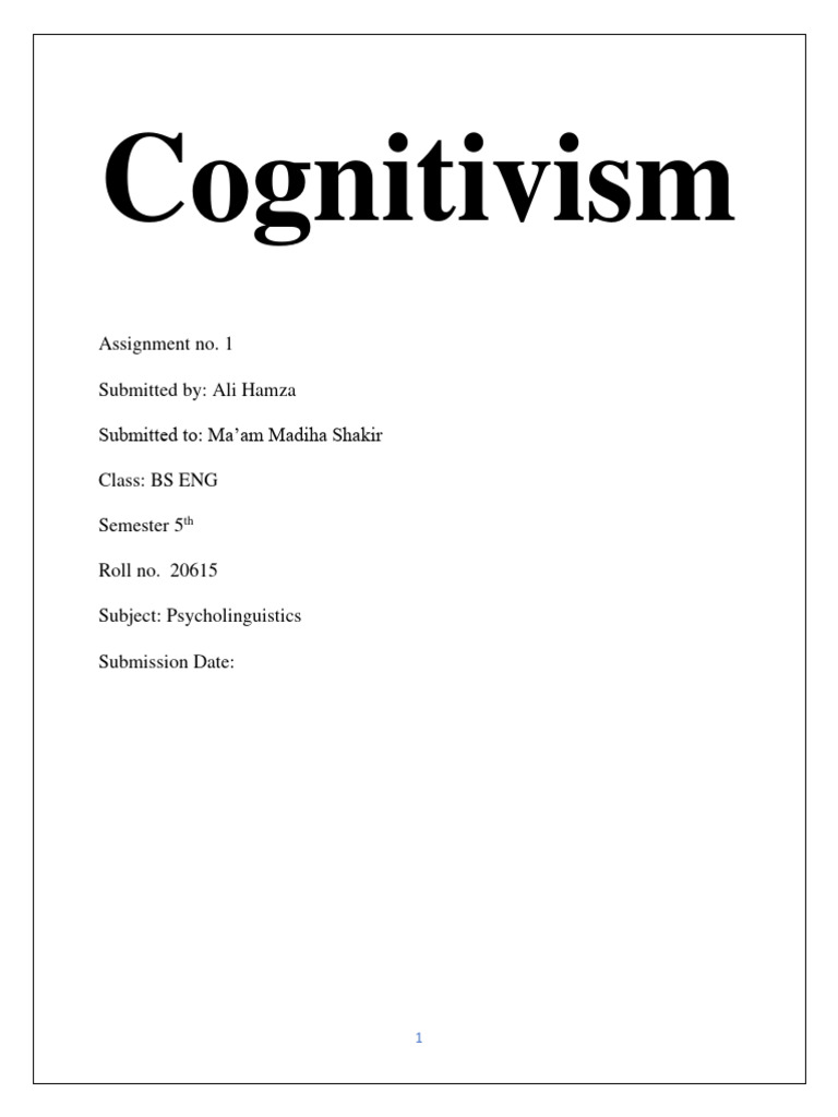 Cognitivism Ali | PDF | Aphasia | Mental Processes