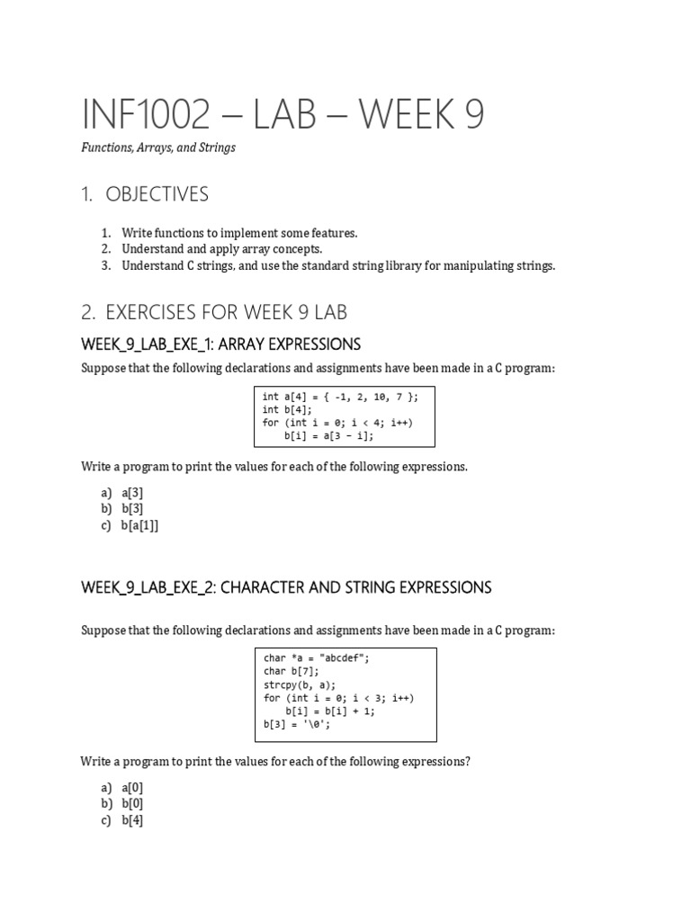 W9 LAB Functions Arrays and Strings | PDF | Computer Data | Information ... W9 LAB Functions Arrays and Strings | PDF | Computer Data | Information ...