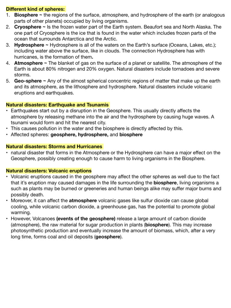 How Different Phenomenon Affect The Earths Sphere | PDF | Earth | Volcano