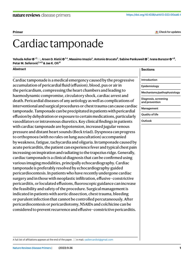 Cardiac Tamponade | PDF | Heart | Causes Of Death