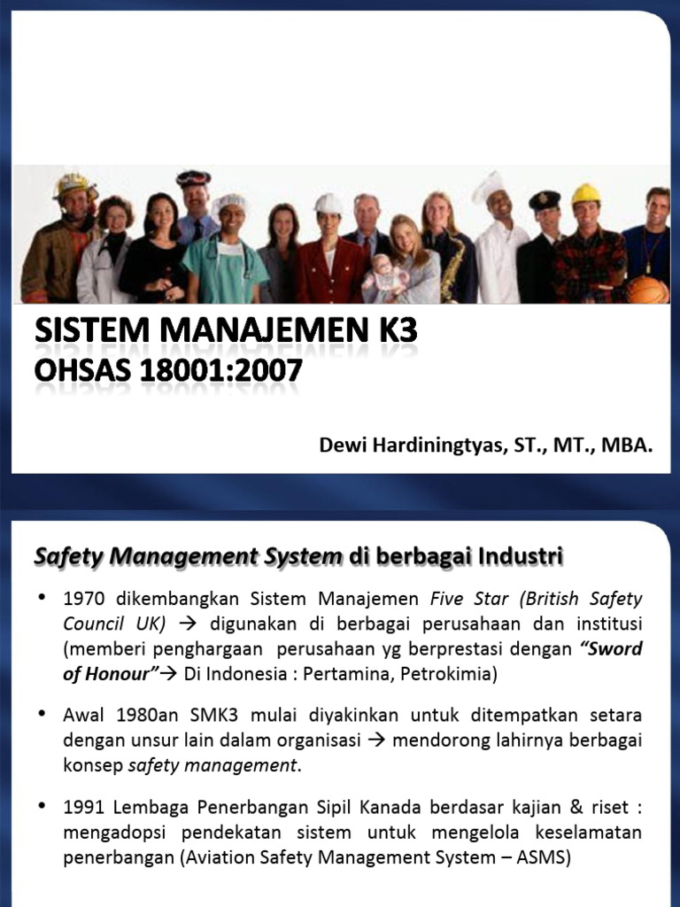 Sistem Manajemen K3 dan OHSAS 18001 | PDF | Teknologi & Rekayasa