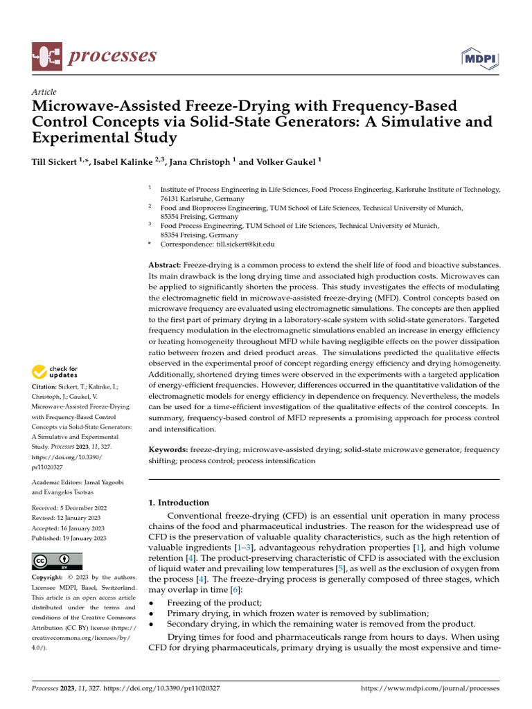 Microwave-Assisted Freeze-Drying With Frequency-Based | PDF | Heat ...