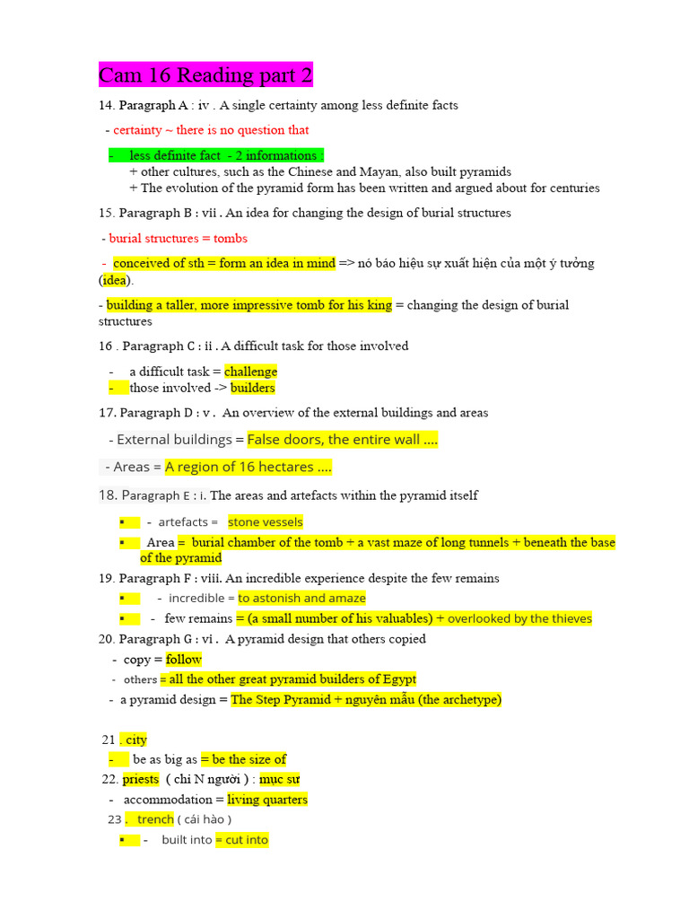 Cam 16 Reading Part 2 Answer Keys | PDF | Art