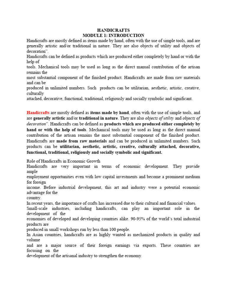 Handicrafts Module | PDF | Weaving | Yarn