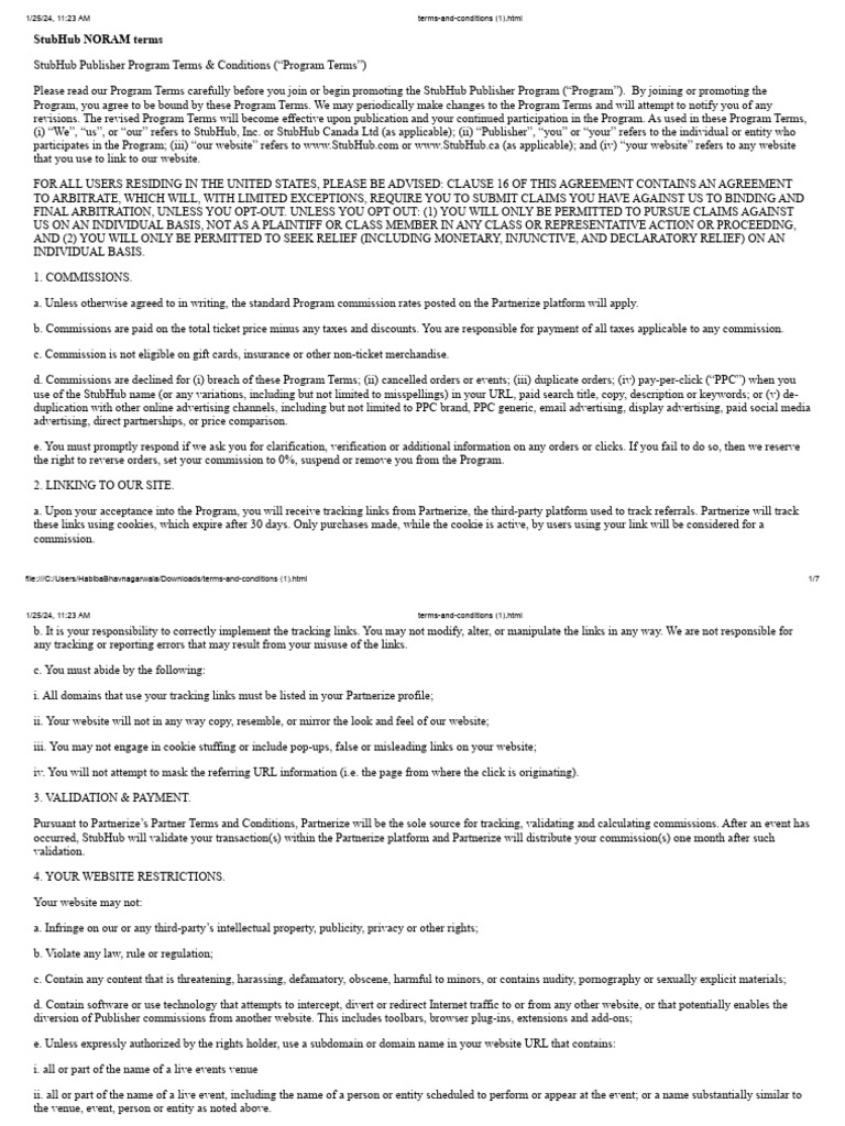 Stubhub Terms of Use | PDF | Indemnity | Damages