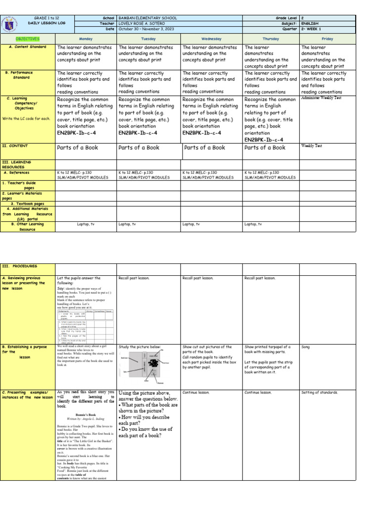 English2_Q1W1 | PDF | Books | Learning