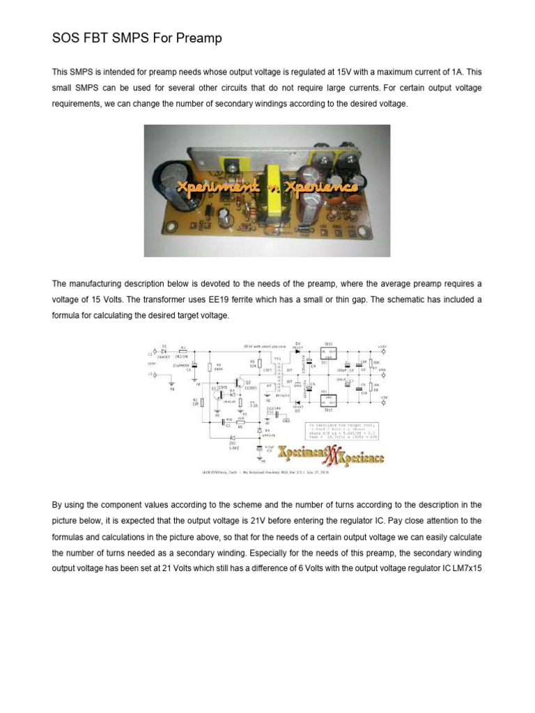 Flyback Transformer SMPS For Preamp | PDF | Transformer | Electronic ...
