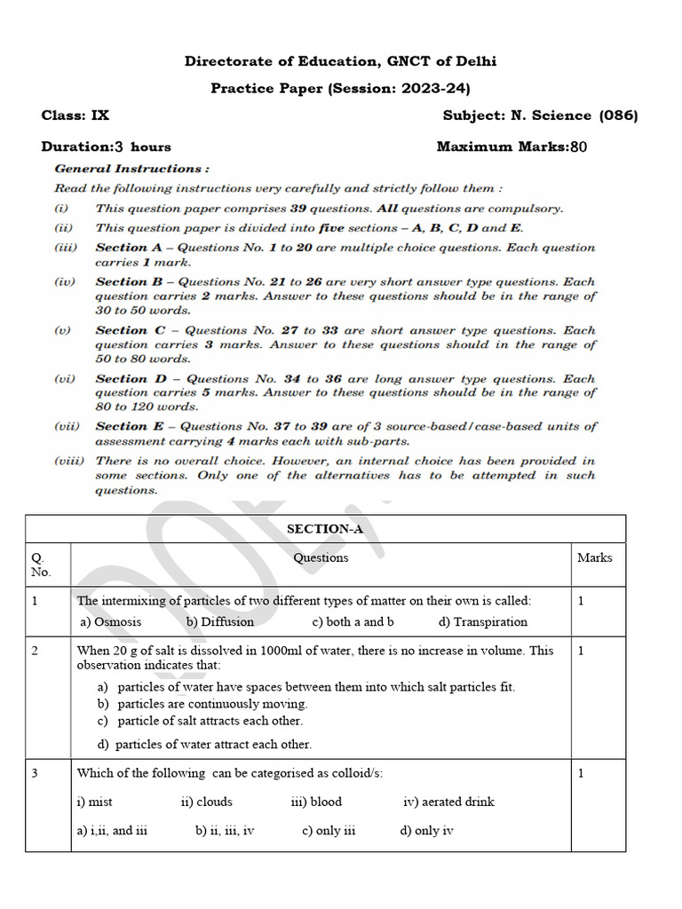 Doe. Practice Sheet | PDF | Atoms | Nerve