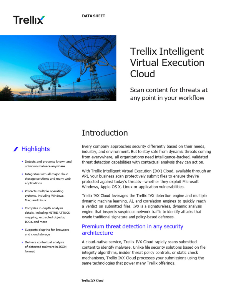 Trellix Intelligent Virtual Execution Cloud Datasheet | PDF | Cloud Computing | Malware