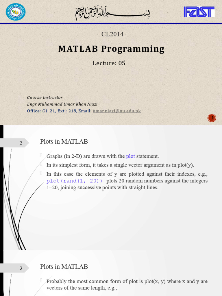 CL2014 - MATLAB Programming - Lec05 | PDF | Matlab | Computing
