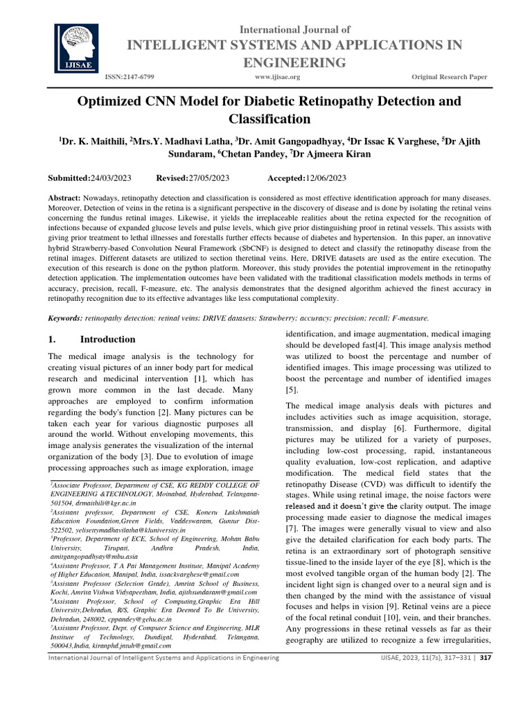 Optimized CNN Model For Diabetic Retinopathy Detection and Classification | PDF | Sensitivity ...
