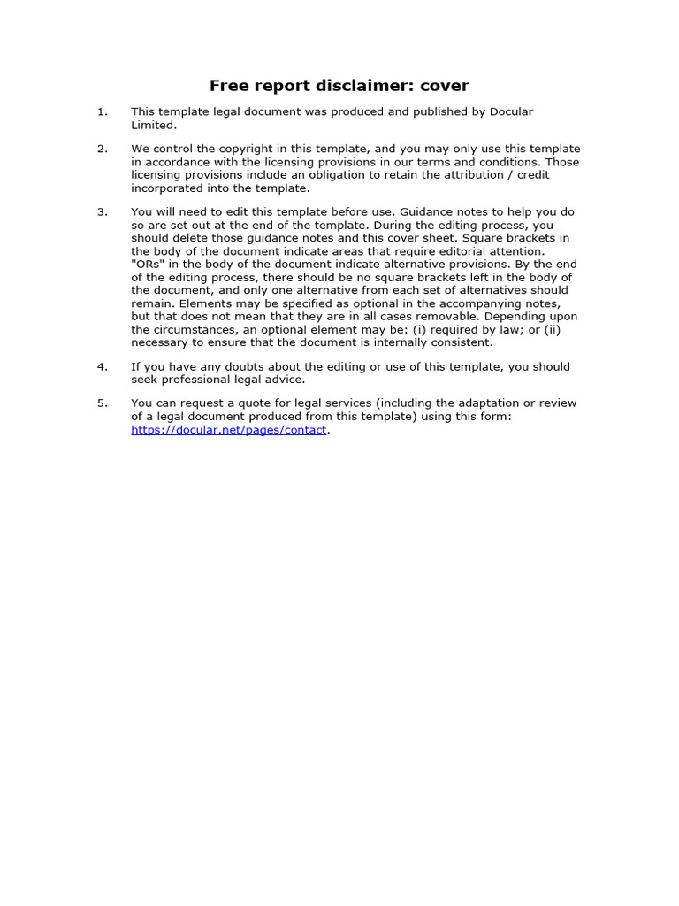 Free Report Disclaimer | PDF | Trademark | Copyright