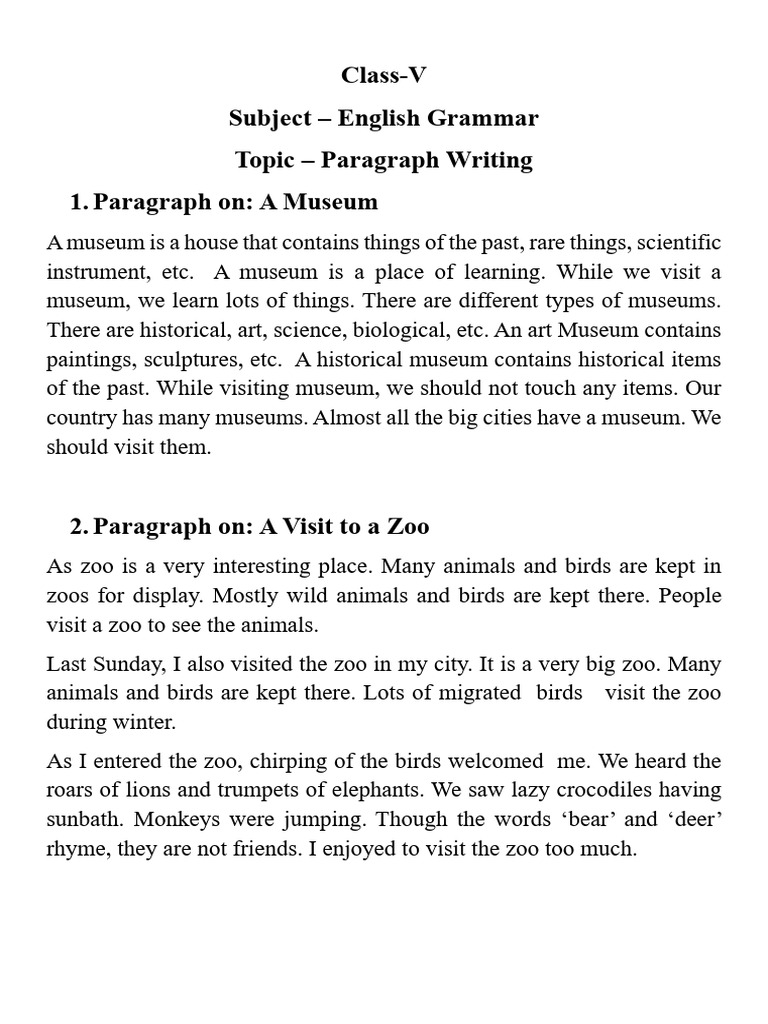 Class-5 Paragraph Writing | PDF