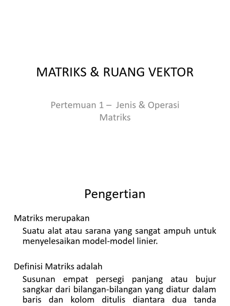 Jenis Dan Operasi Matriks | PDF