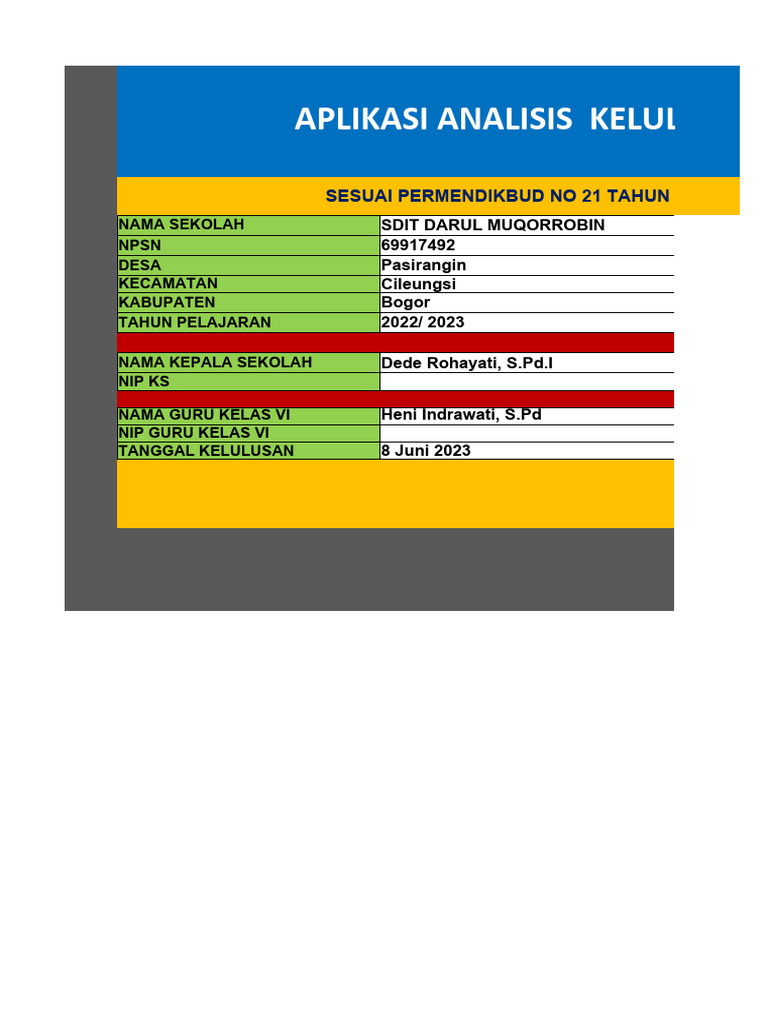 Aplikasi Analisis Kelulusan SD 2023 | PDF