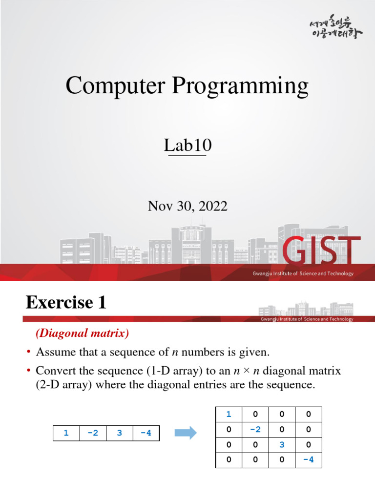Lab 10 | PDF | Matrix (Mathematics) | Computer Engineering