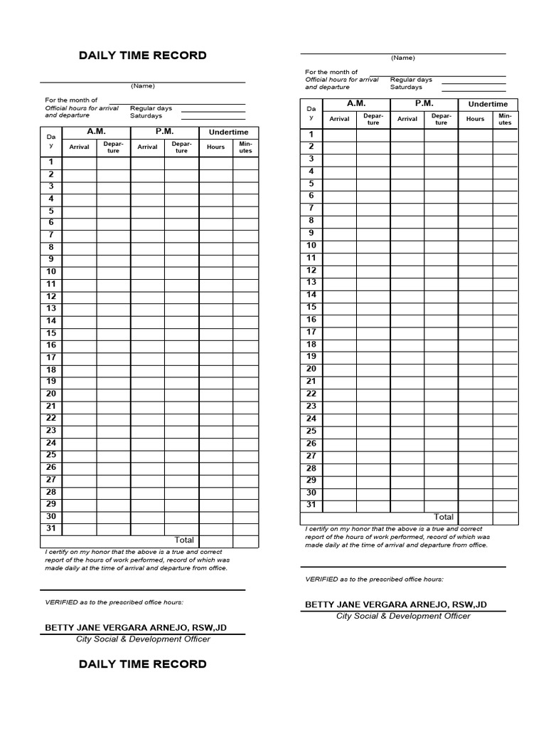 Daily Time Record (DTR) | PDF