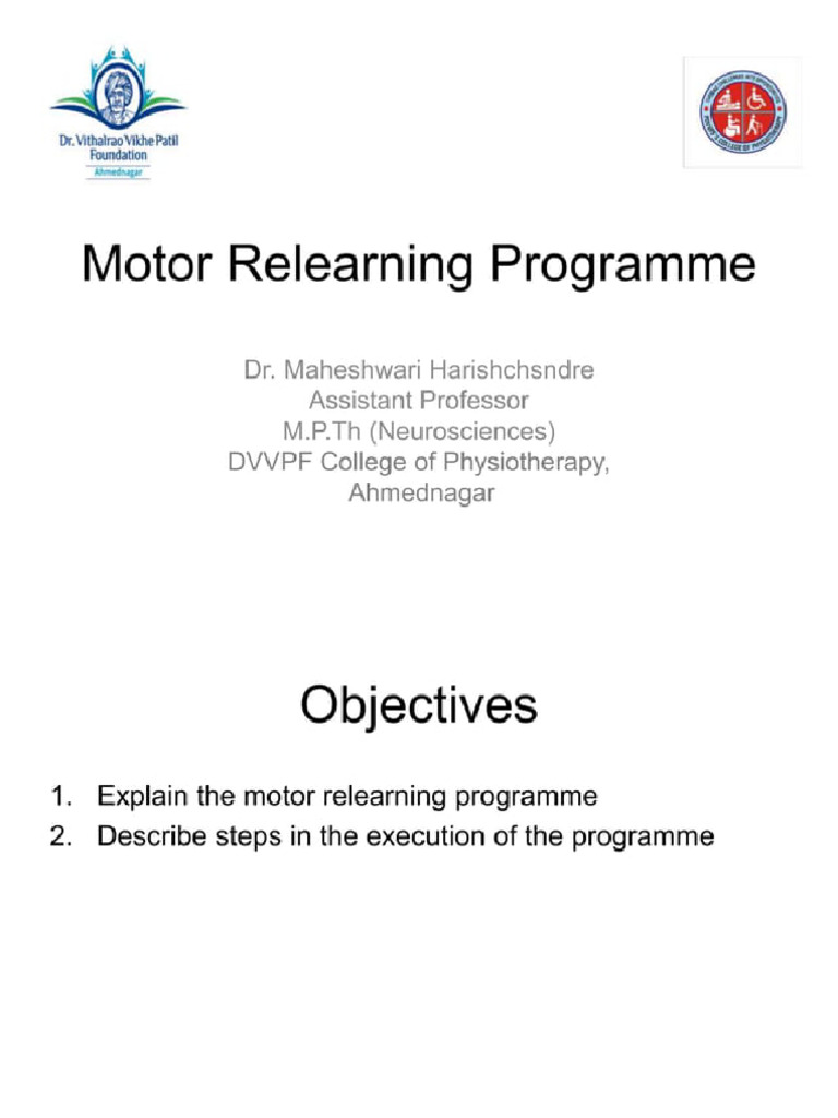 Motor Relearning Programme | PDF