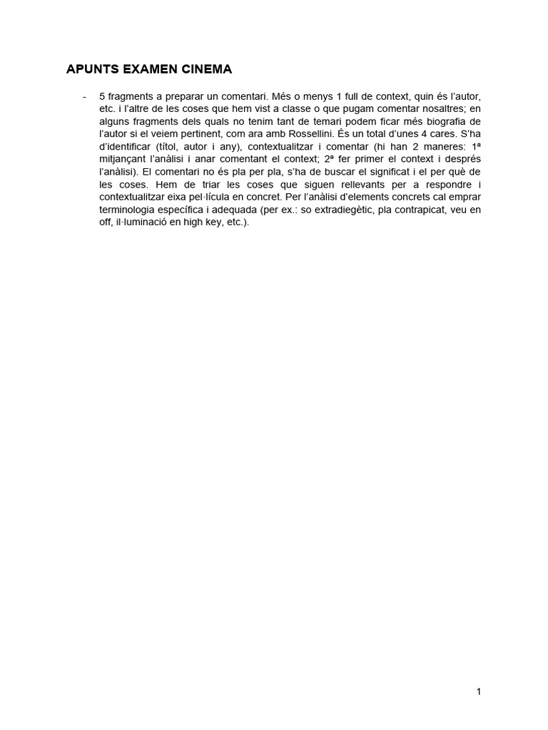 Apunts Examen Cinema | PDF